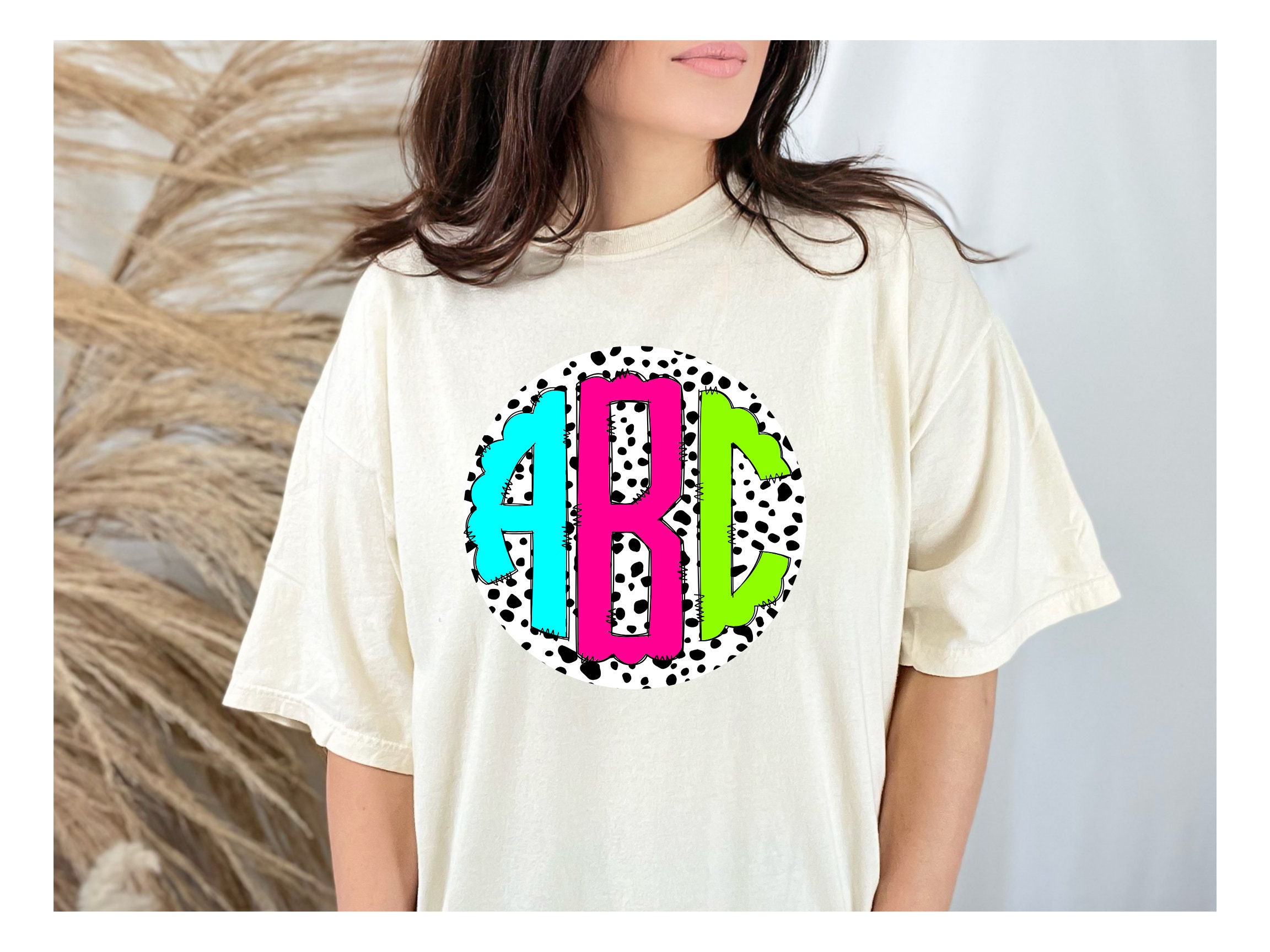 Bright Dalmatian Alpha Doodle Custom Monogram Trendy Dalmatian Print ...