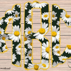 Daisy Single Custom Monogram | Personalized Floral Monogram | Cute T ...