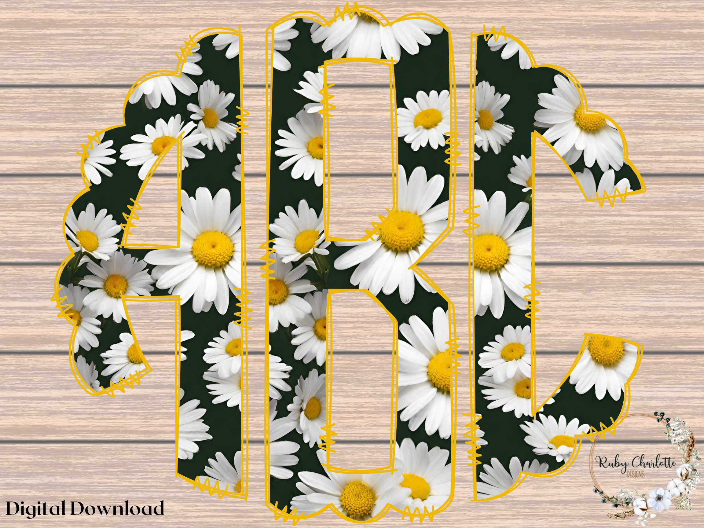 Daisy Single Custom Monogram Personalized Floral Monogram Cute T-shirt ...