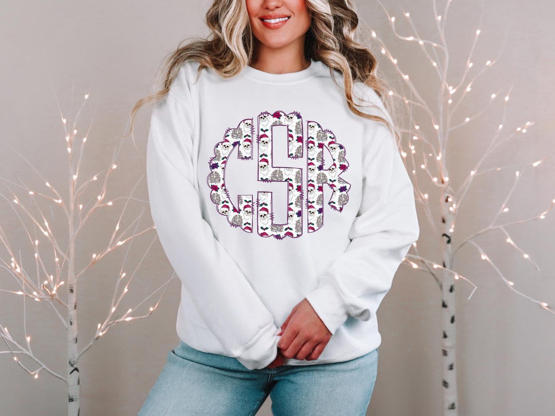 Creepy Christmas Skeleton Monogram: Custom PNG Design (digital Download ...