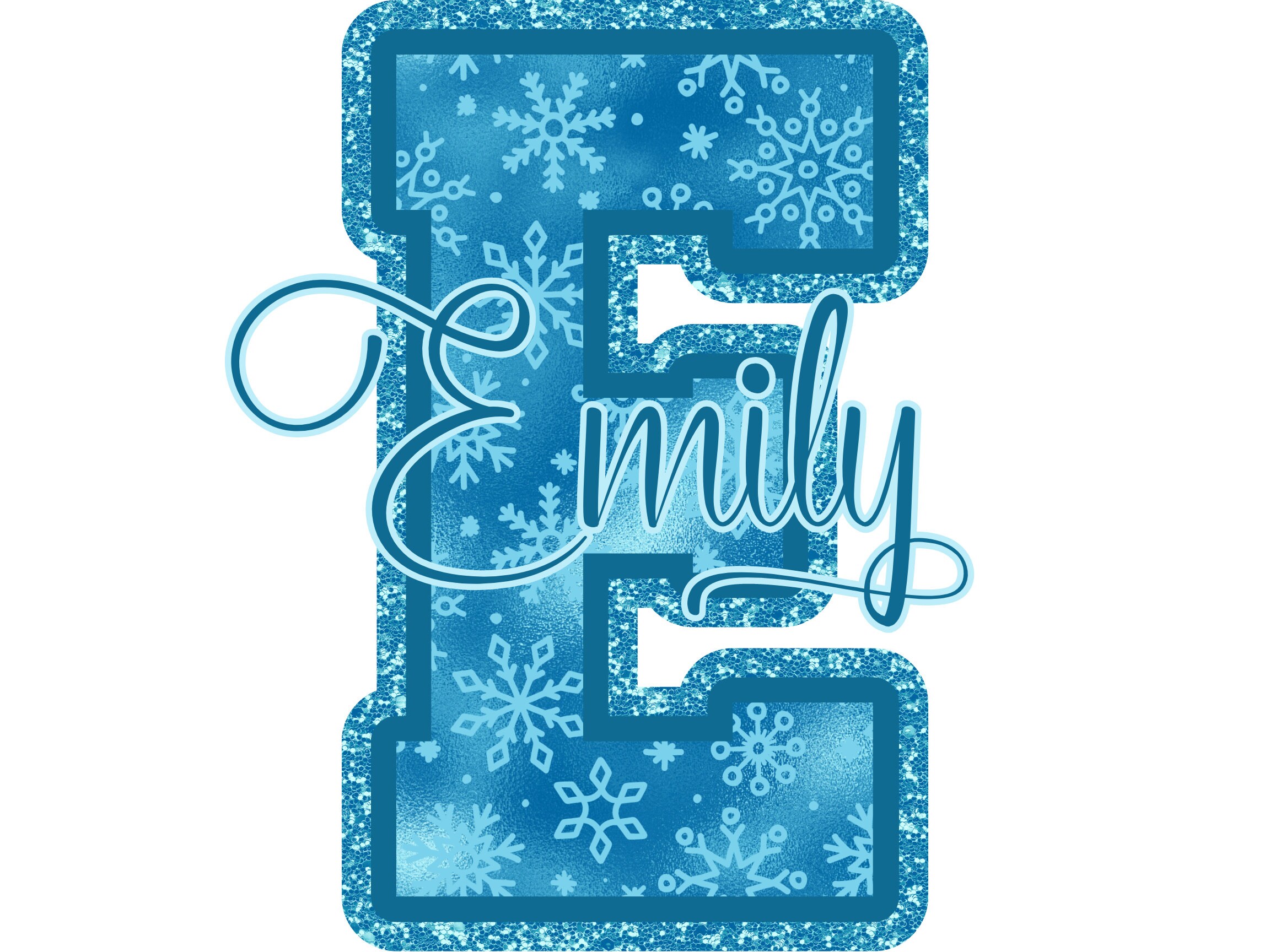 Ice Blue Snowflake Letter PNG: Custom Name Sublimation Design (digital ...