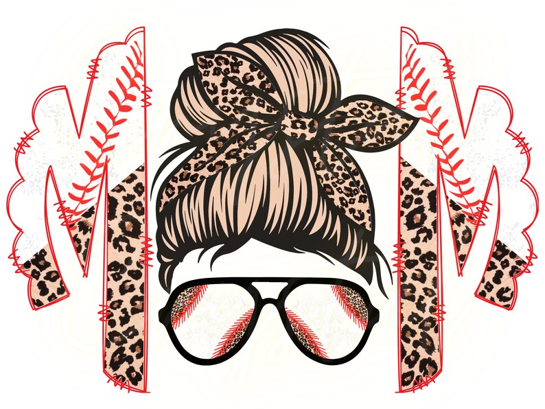 Baseball Mom Messy Bun Png Sublimation Design Digital Etsy