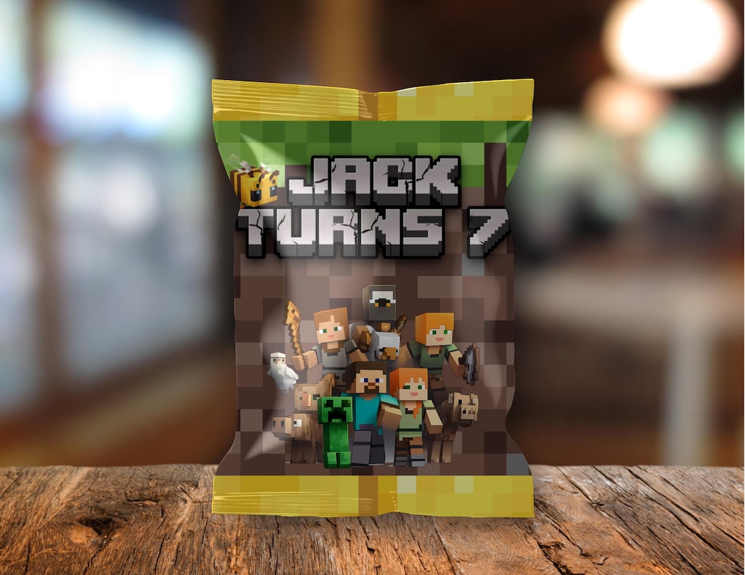 Custom Minecraft Crisp Packet Sleeves, Chip Packet, Minecraft Party ...