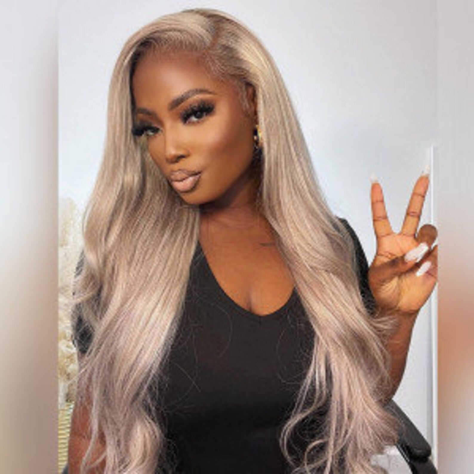 Ash Blonde 13x4 Hd Human Hair Lace Front Wig Etsy