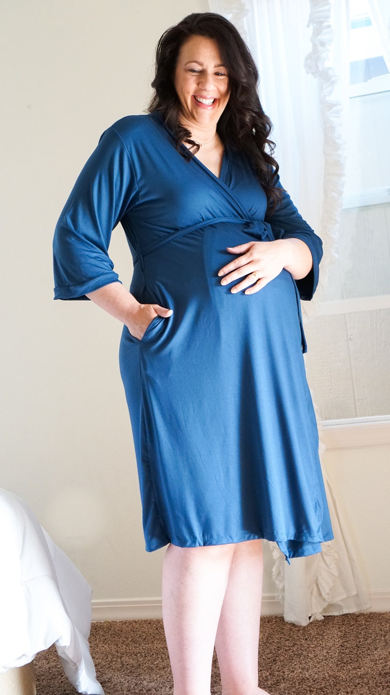 Maternity Robe- for Pregnancy & Postpartum, Functional for Childbirth ...