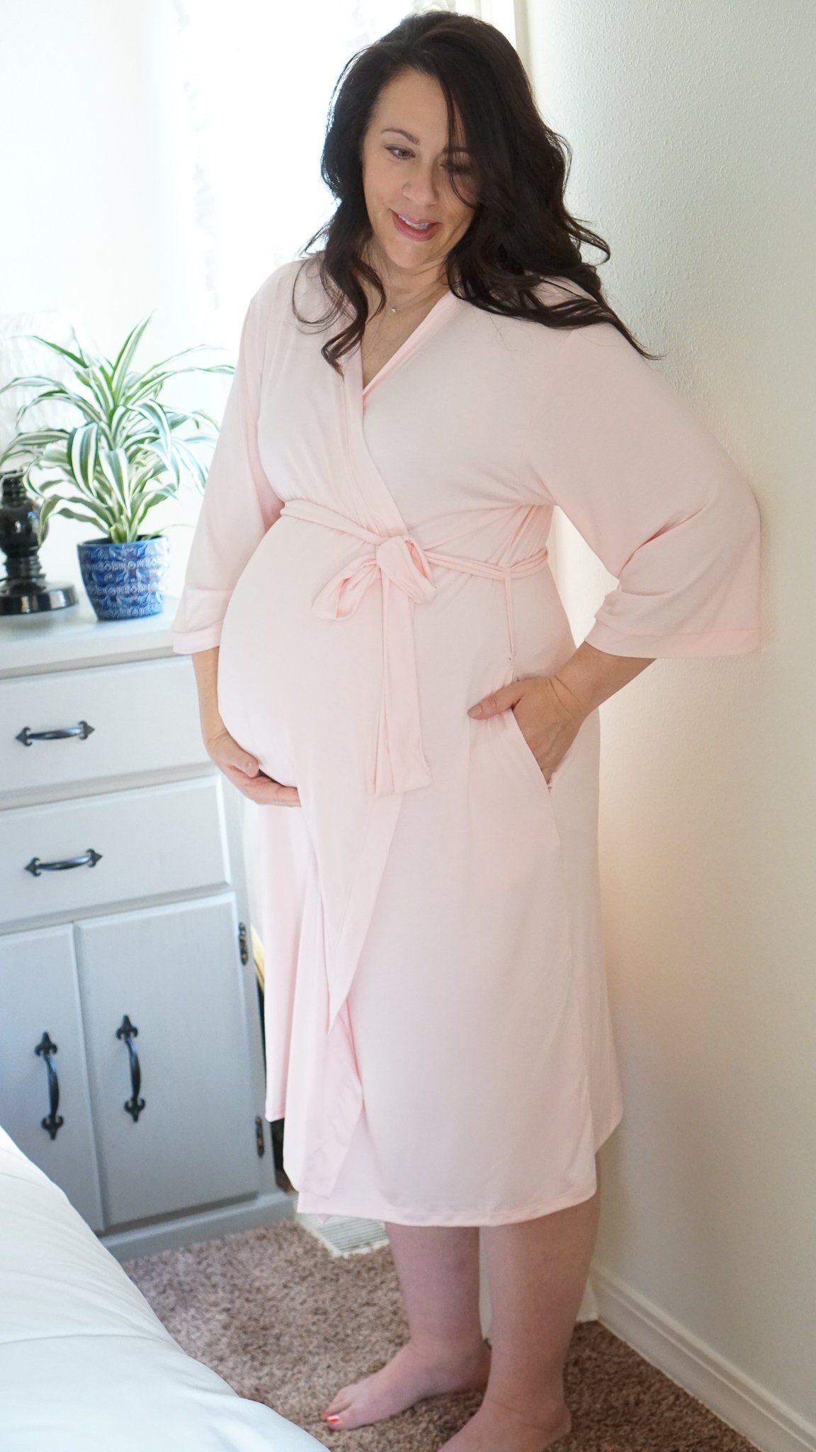 Maternity Robe for Pregnancy & Postpartum, Functional for Childbirth ...