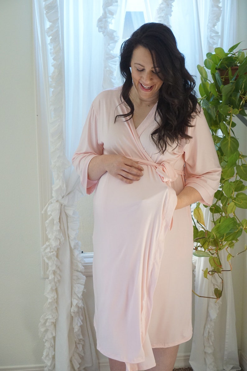 Maternity Robe- for Pregnancy & Postpartum, Functional for Childbirth ...