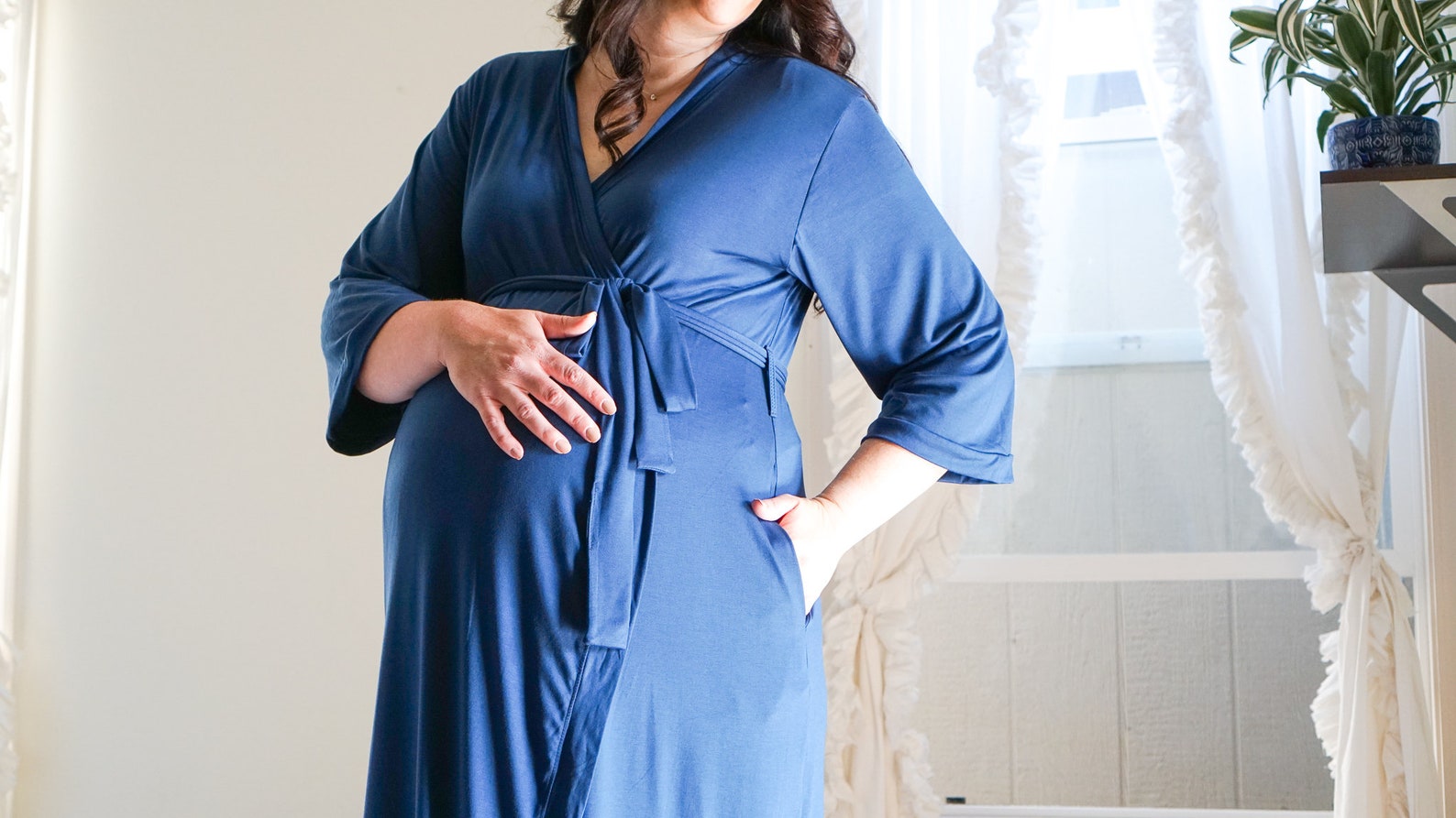 Maternity Robe- for Pregnancy & Postpartum, Functional for Childbirth ...