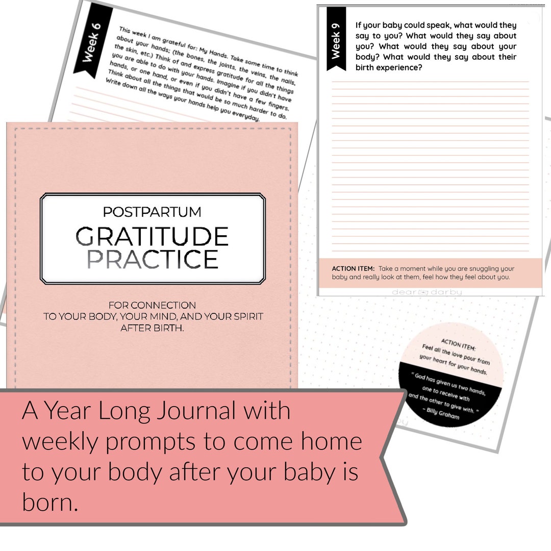 Postpartum Gratitude Practice; Journal Prompts; Baby's First Year ...