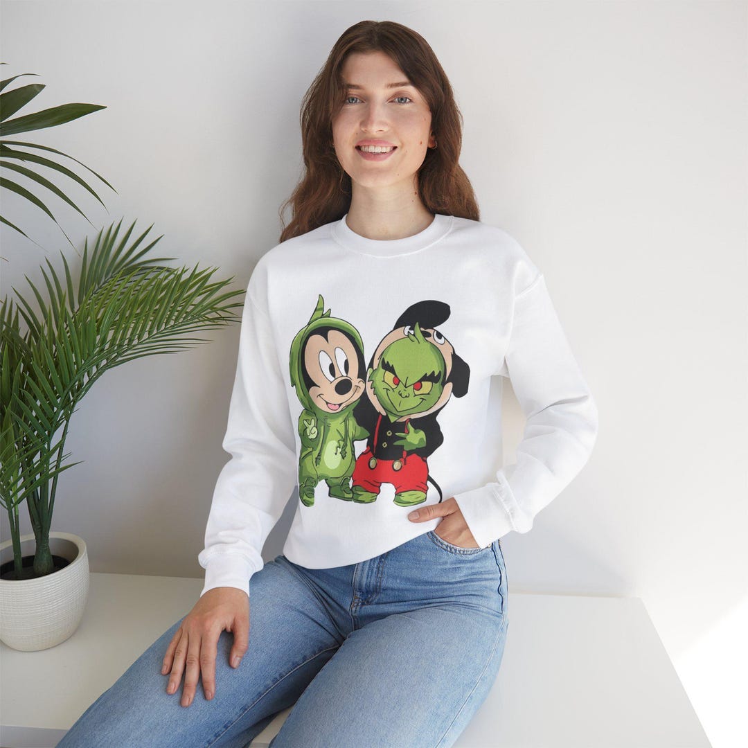 Mickey Mouse and Grinch Christmas Crew Neck Sweatshirt Mickey and ...