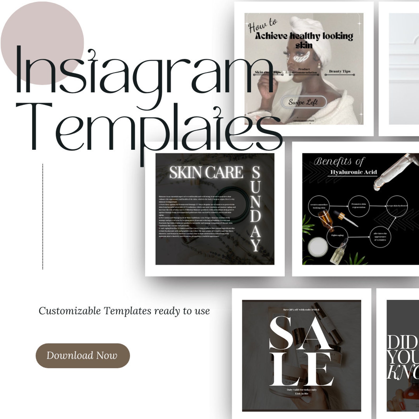 Skincare Templates, 10 Editable Templates, Canva Templates Ready to Use ...