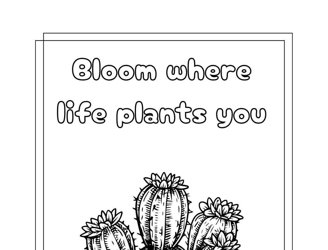 Cactus Motivation Coloring Pages 60 Days of Positivity - Etsy