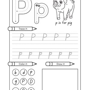 Interactive Alphabet Learning Pages Trace, Draw, and Color - Etsy