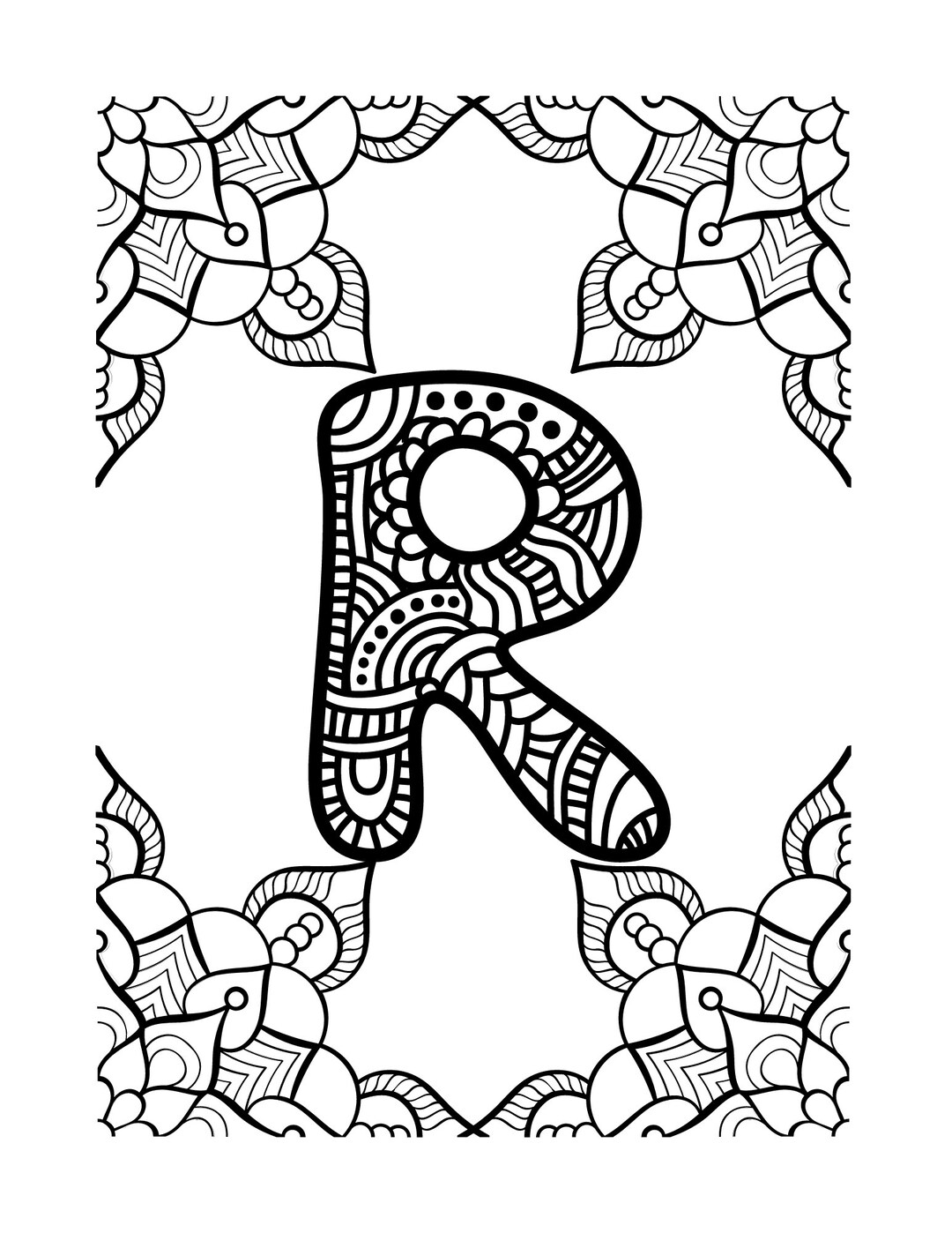 Mandala Alphabet Coloring Pages Relaxation in Every Letter - Etsy