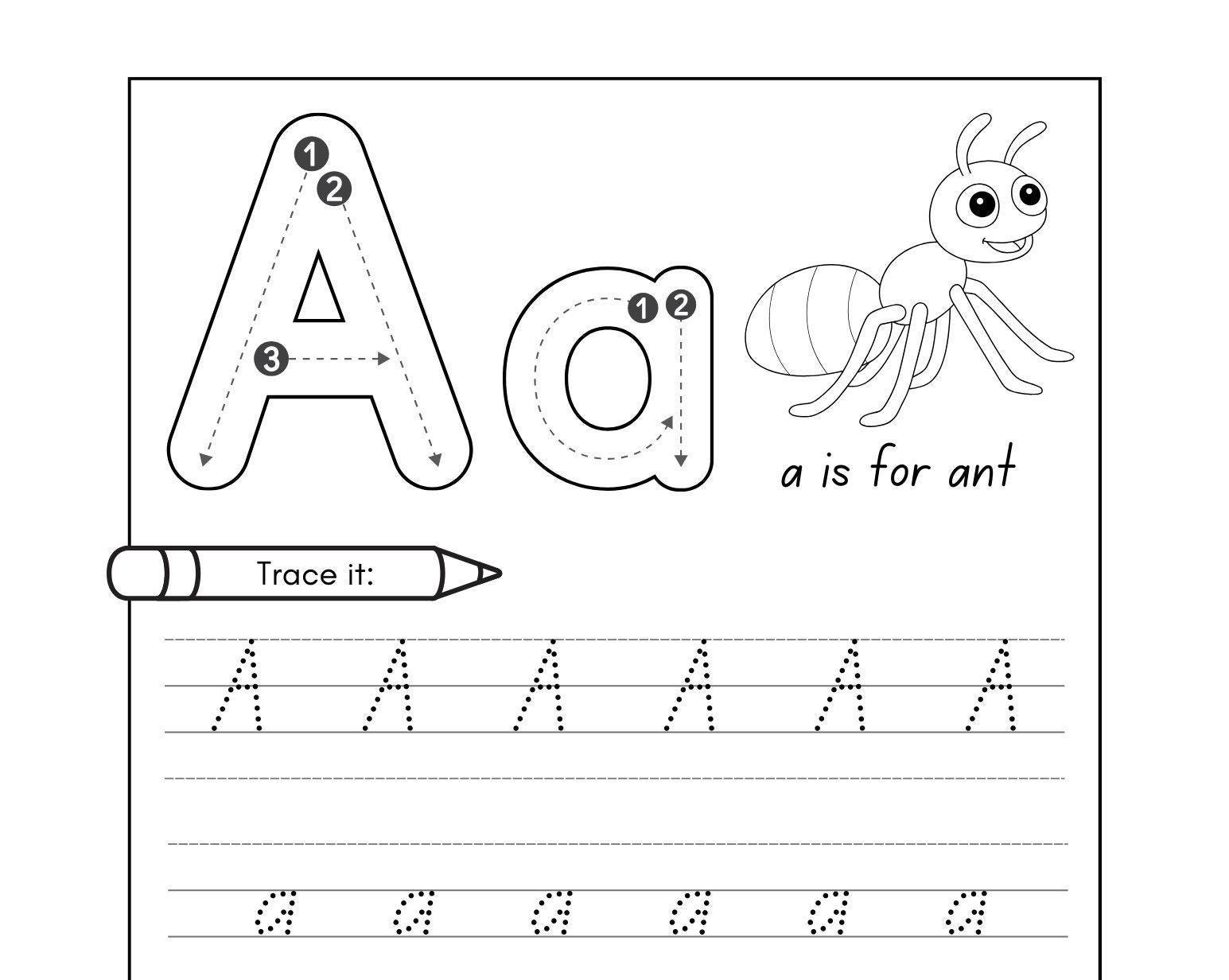 Interactive Alphabet Learning Pages Trace, Draw, and Color - Etsy