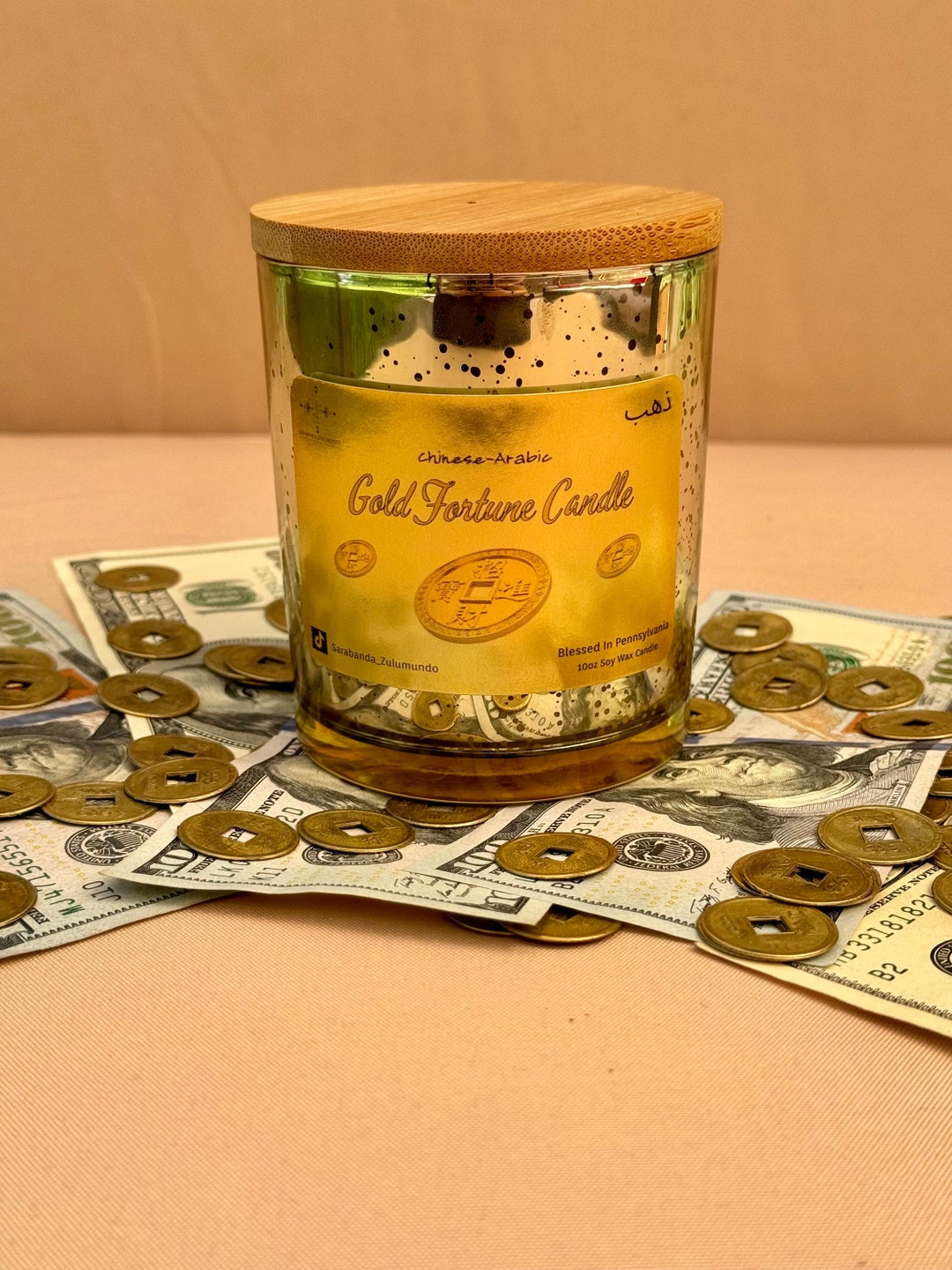 GOLD FORTUNE Candle/vela Fortuna De Oro/money Magnet Candle/money Flow ...