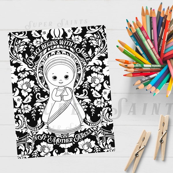 Mother Teresa Coloring Page - Etsy