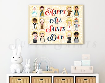All Saints Day Banner DIGITAL ITEM Catholic Saint Wall Decor Catholic ...
