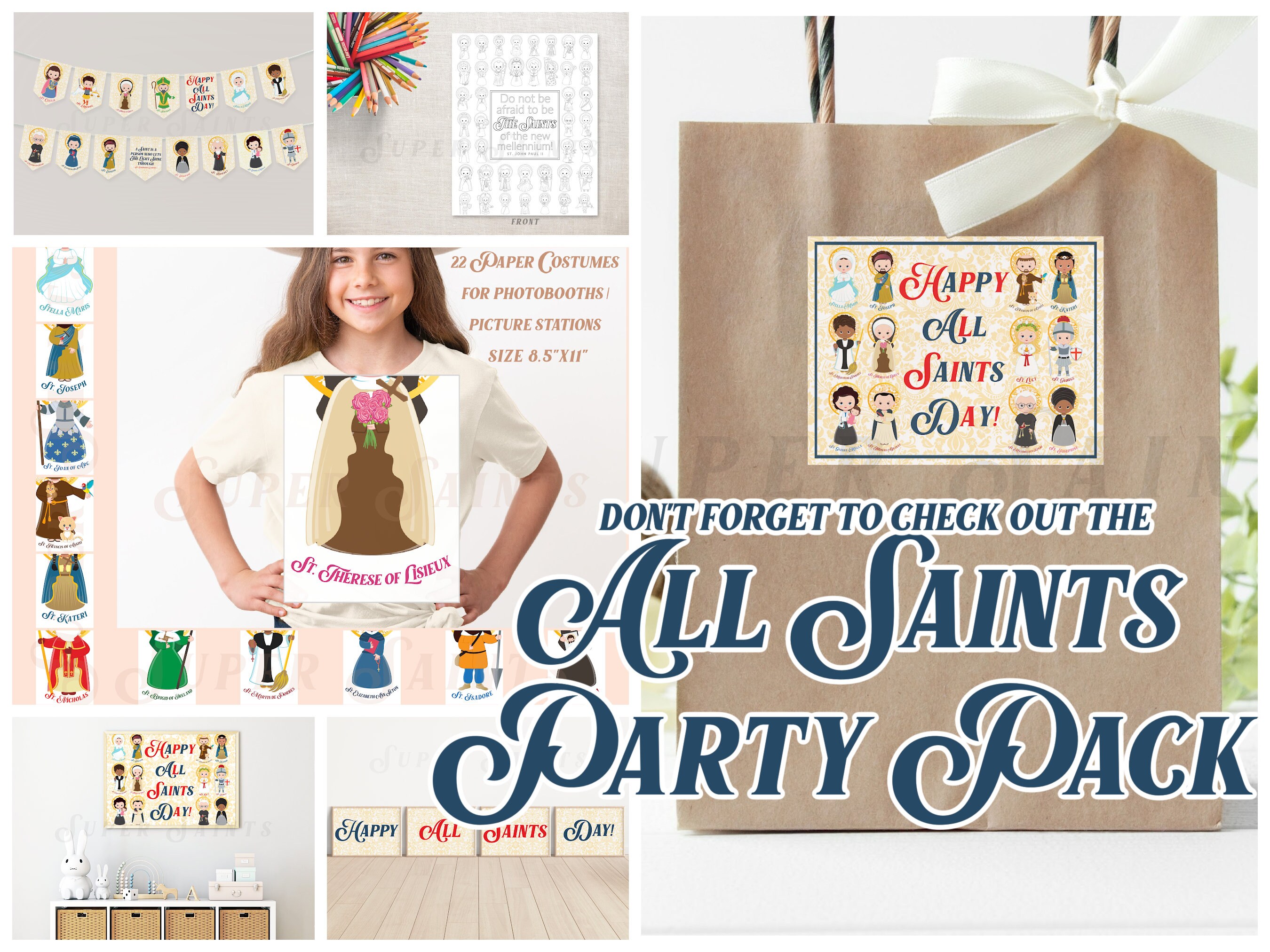 Happy All Saints Day Banner DIGITAL ITEM Catholic Saint Printable ...