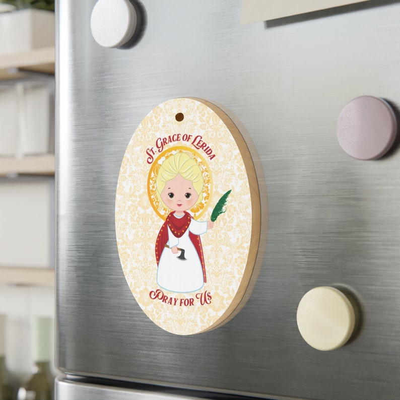 St. Grace of Lerida Essential Oil Ornament | Saints & Angels Wooden ...