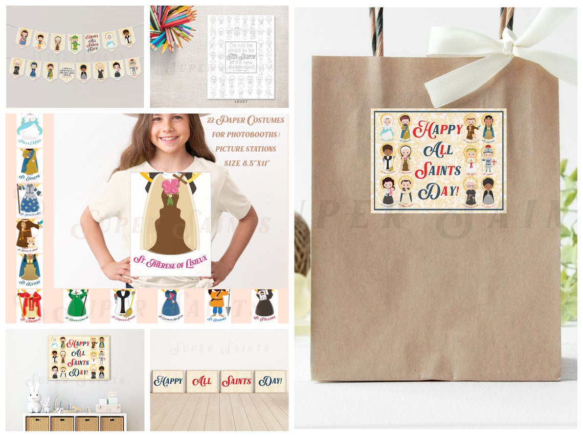 DIGITAL All Saints Party Pack | Paper Costumes, Gift Tags, Coloring ...