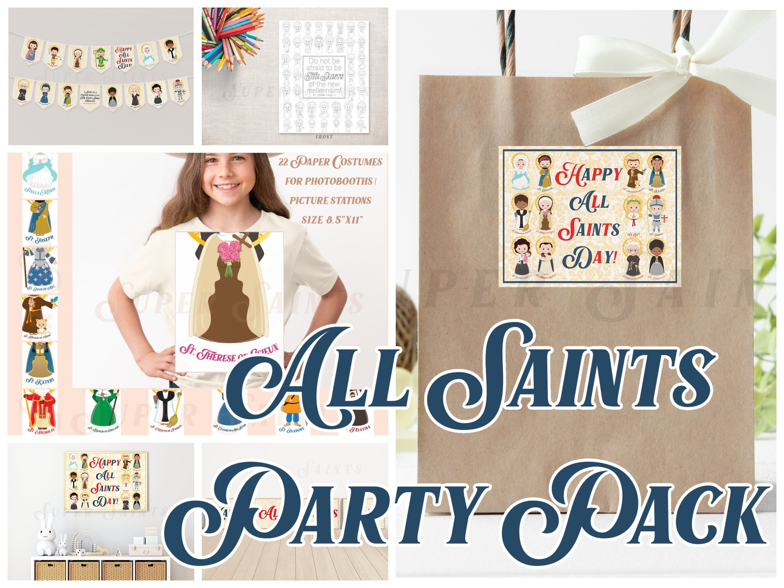 DIGITAL All Saints Party Pack | Paper Costumes, Gift Tags, Coloring ...