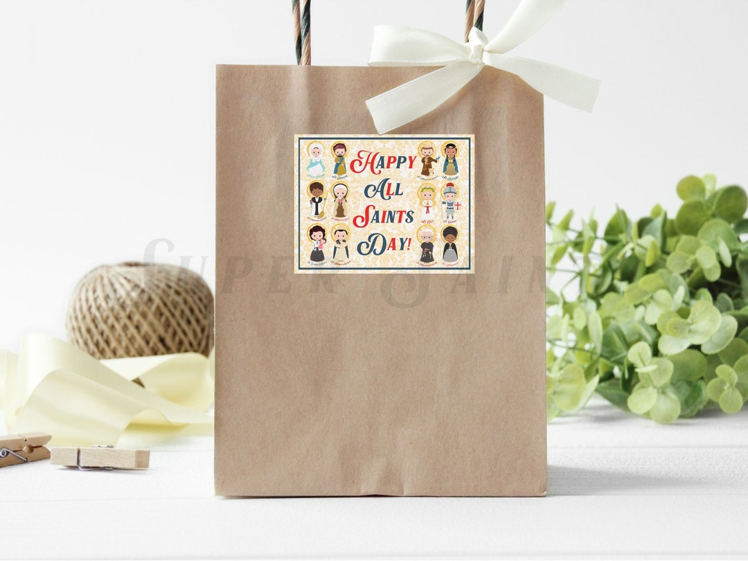 All Saints Day Gift Bag Tags | Saint Labels | Catholic Party Decor | Catholic Kids and Children ...