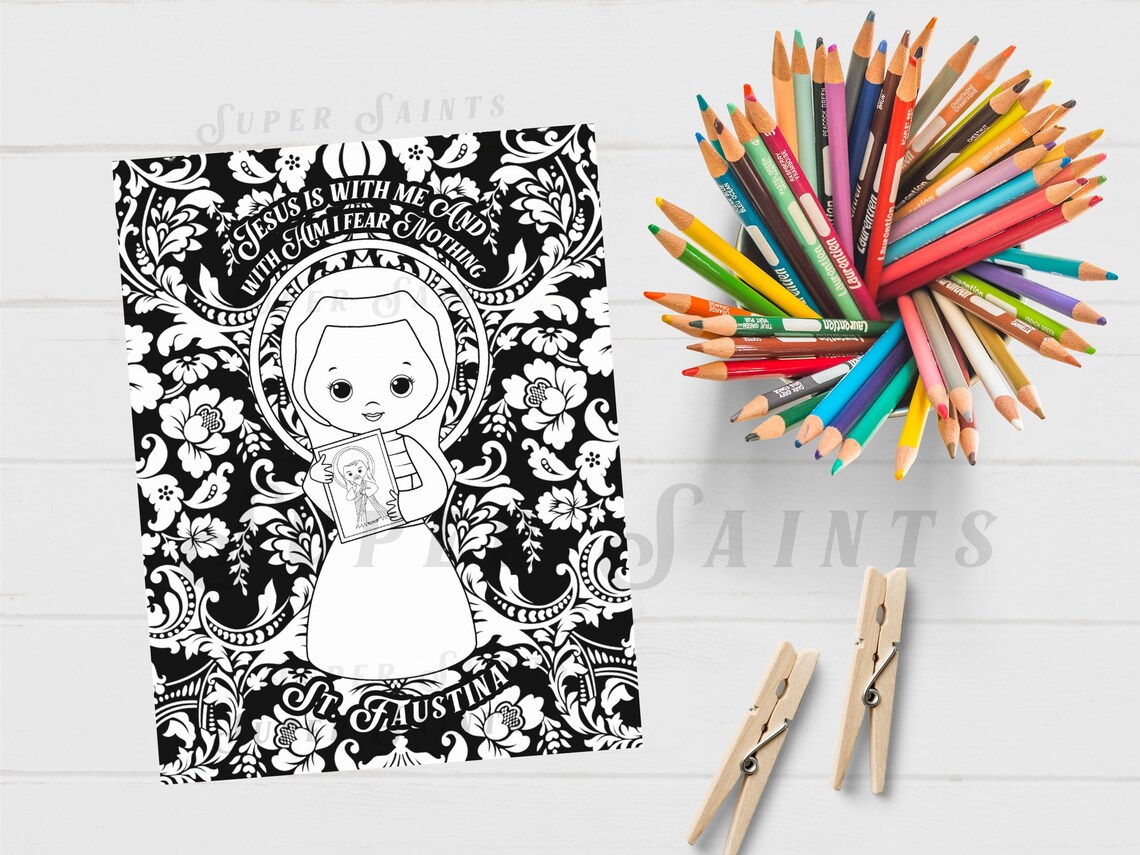 St. Faustina Coloring Page | Catholic Coloring Page for Kids | Saint ...