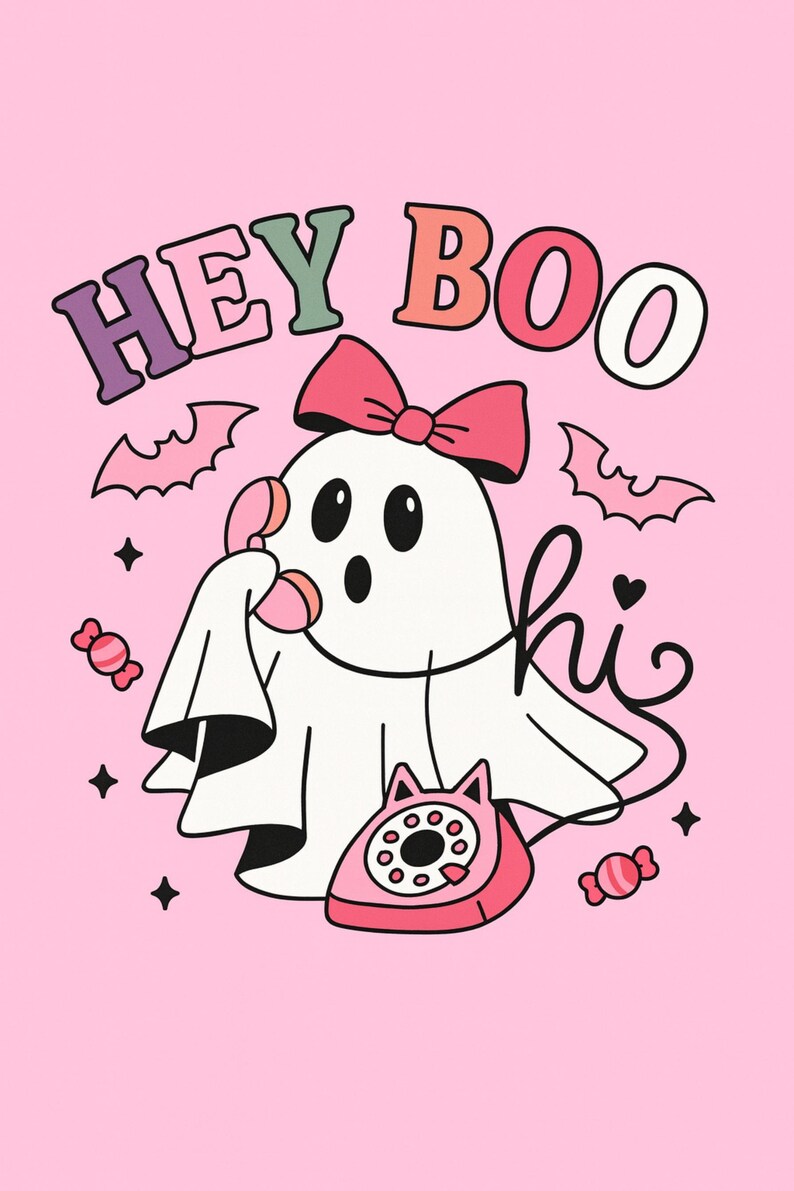 Halloween Cute Ghost Hey Boo Digital PNG Download, Ghost, Ghoul, Spooky ...