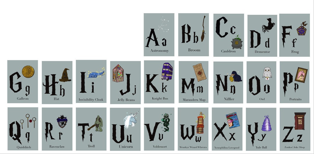 Wizard Inspired Full Alphabet Flash Cards Posters and Wall - Etsy