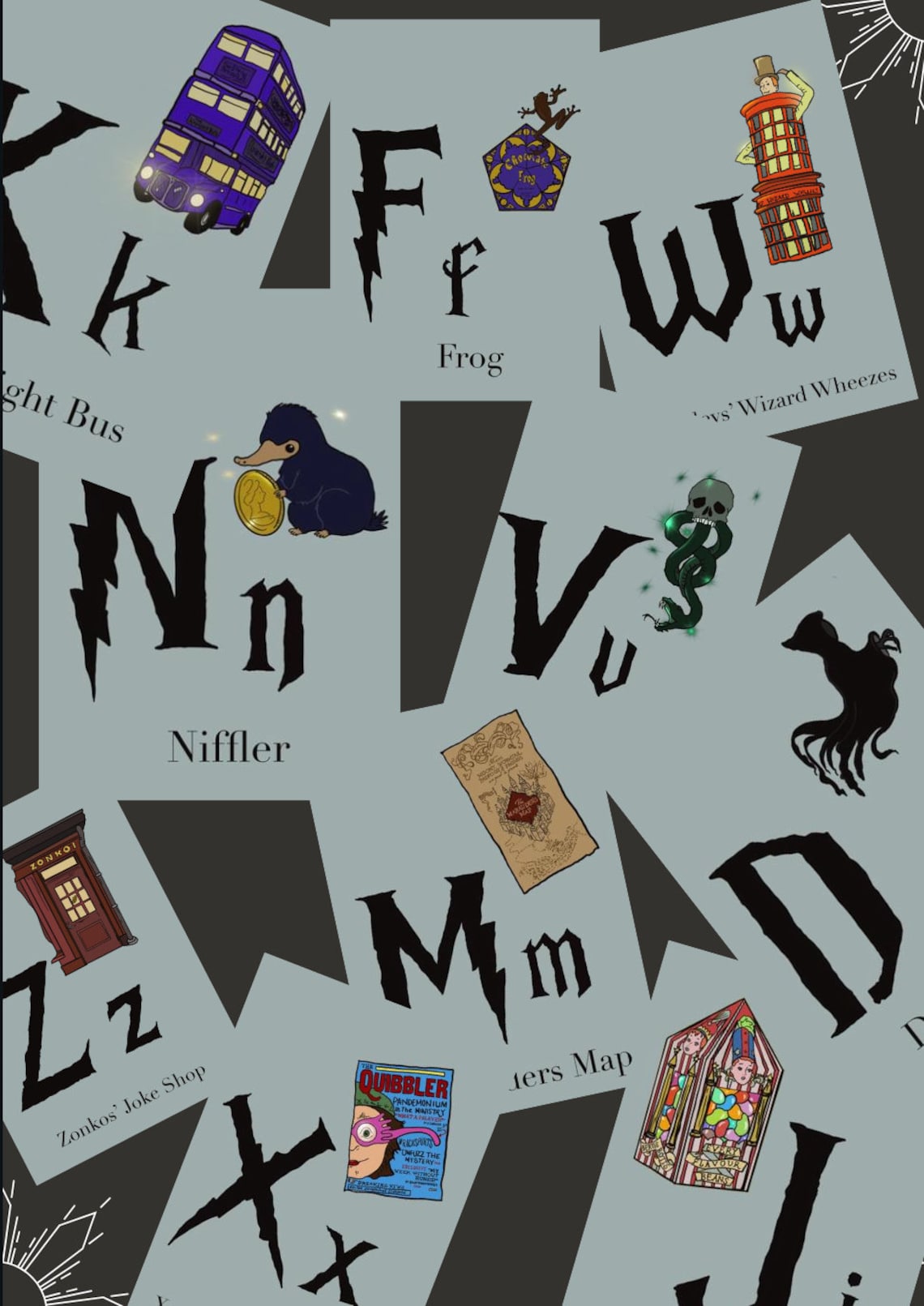 Wizard Inspired Full Alphabet Flash Cards, Posters and Wall Art - Etsy