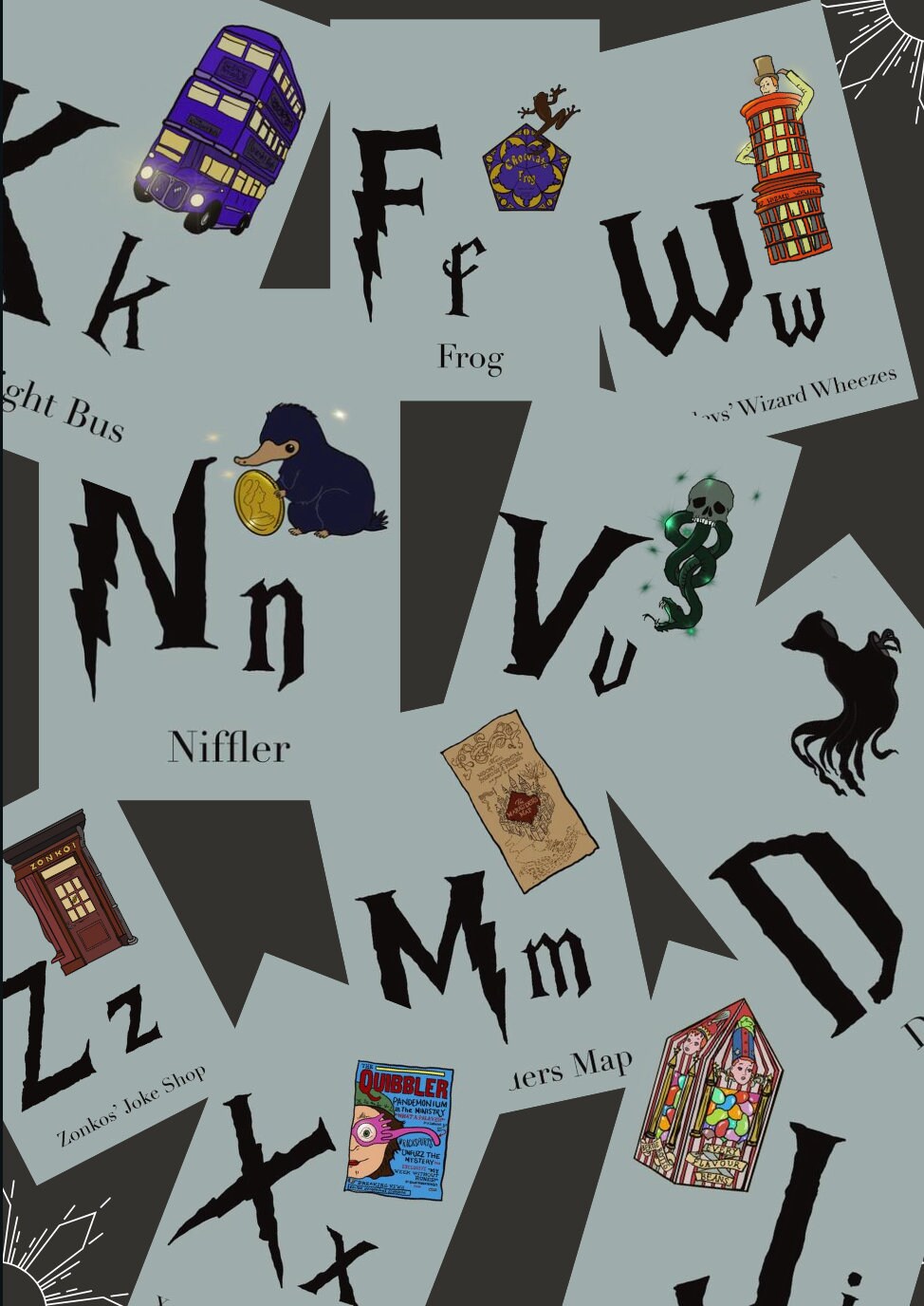 Wizard Inspired Full Alphabet Flash Cards, Posters and Wall Art - Etsy
