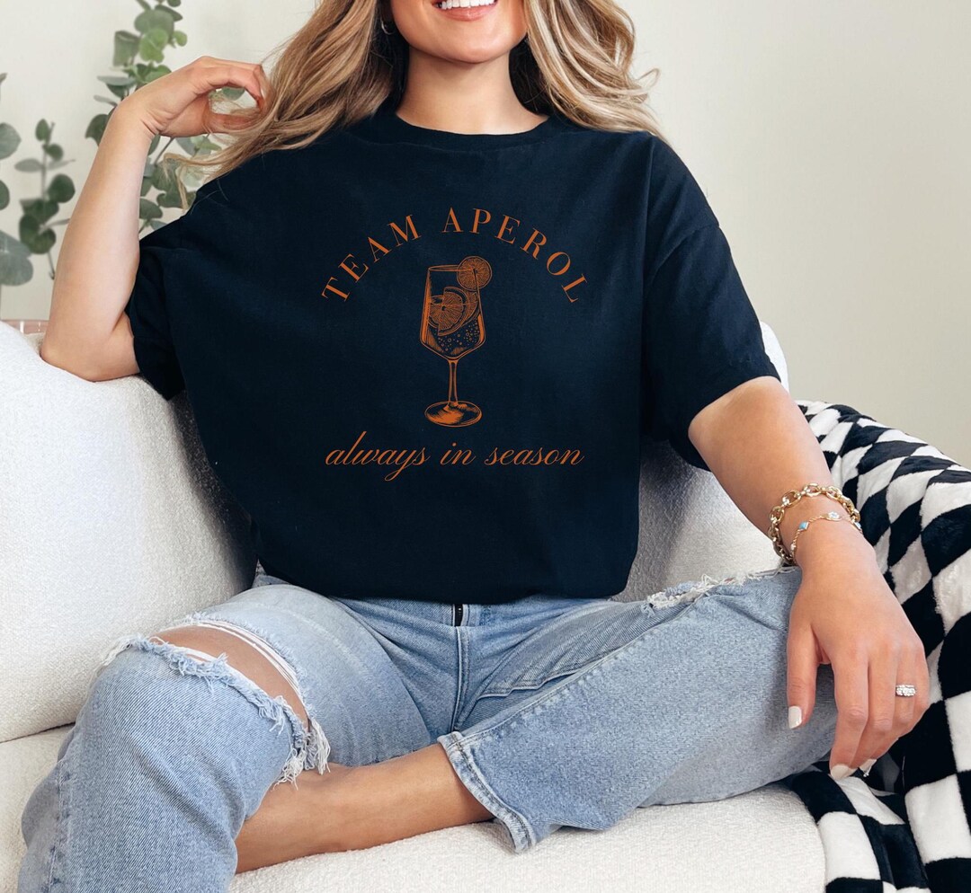 Aperol Spritz Drink Shirt - "team Aperol - Always in Season" - Dark ...