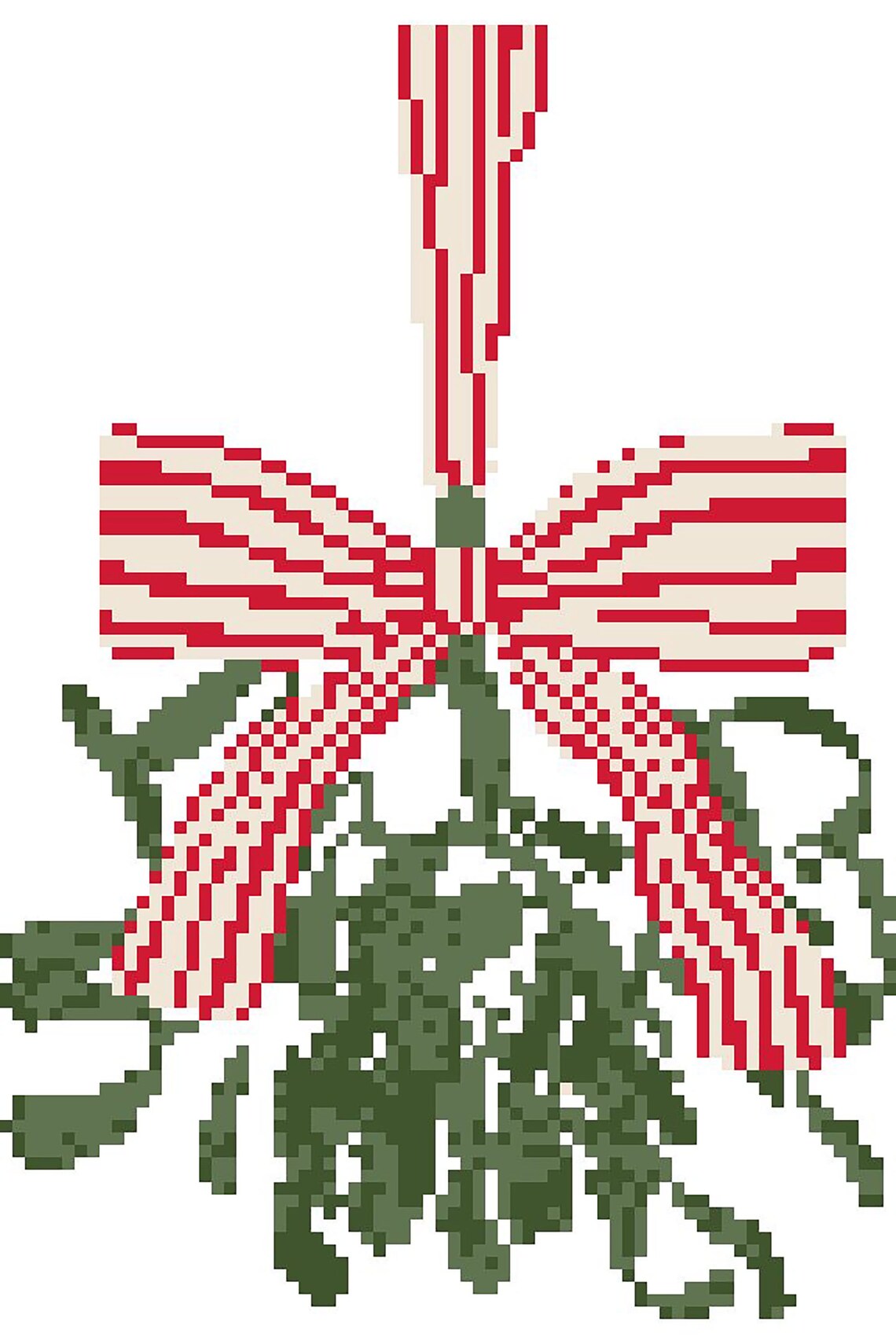 Mistletoe Striped Bow Needlepoint Stitch Chart PDF | Cross Stitch Chart ...