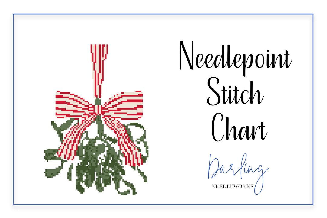 Mistletoe Striped Bow Needlepoint Stitch Chart PDF Cross - Etsy