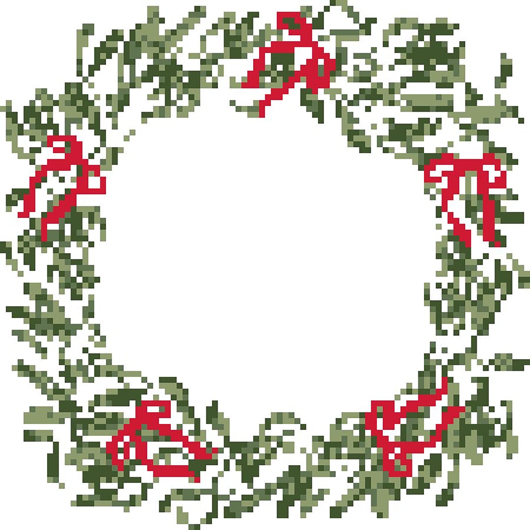 Mistletoe and Bows Wreath Needlepoint Stitch Chart PDF | Cross Stitch ...