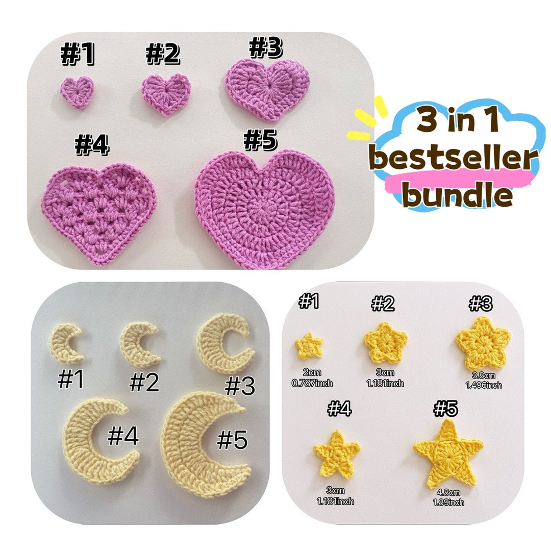 Crochet Heart, Star, Moon Digital Pattern Bundle - Etsy