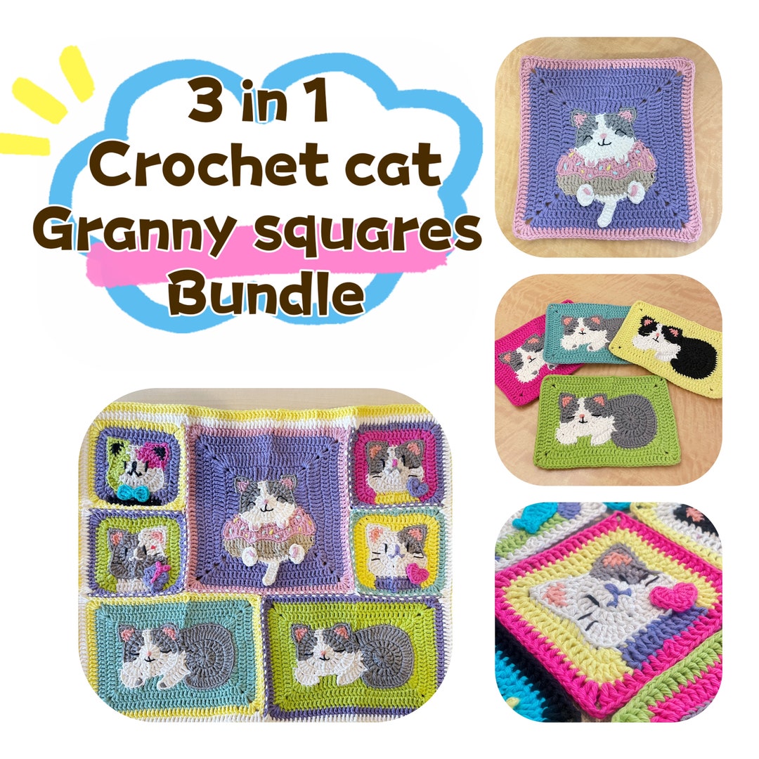 Crochet Cat Granny Square Digital Pattern - Etsy
