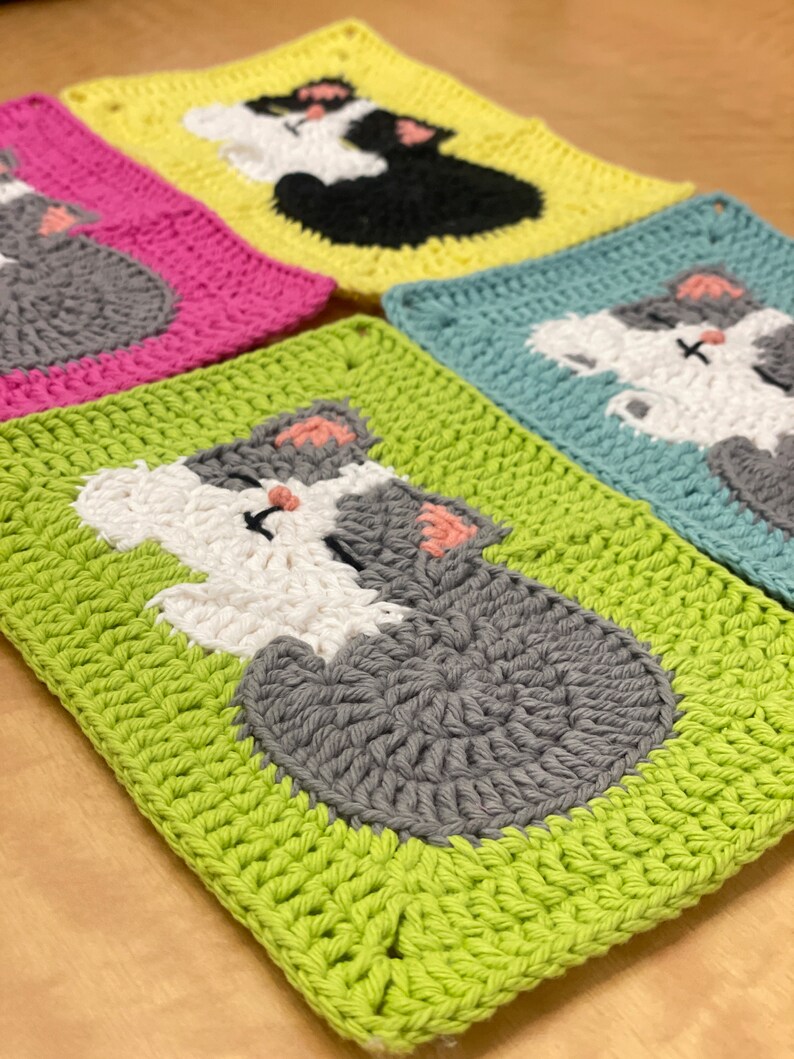 Crochet Cat Granny Squares Pattern - Etsy UK