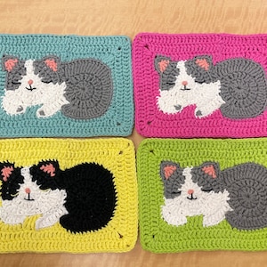 Crochet Cat Granny Squares Pattern 1 PDF Pattern/1 Video Tutorial - Etsy