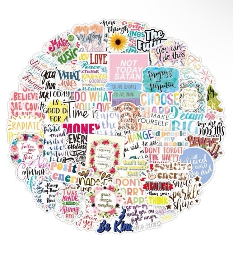 Colorful Motivational Stickers, Random Sticker Flakes, Sticker Mystery ...