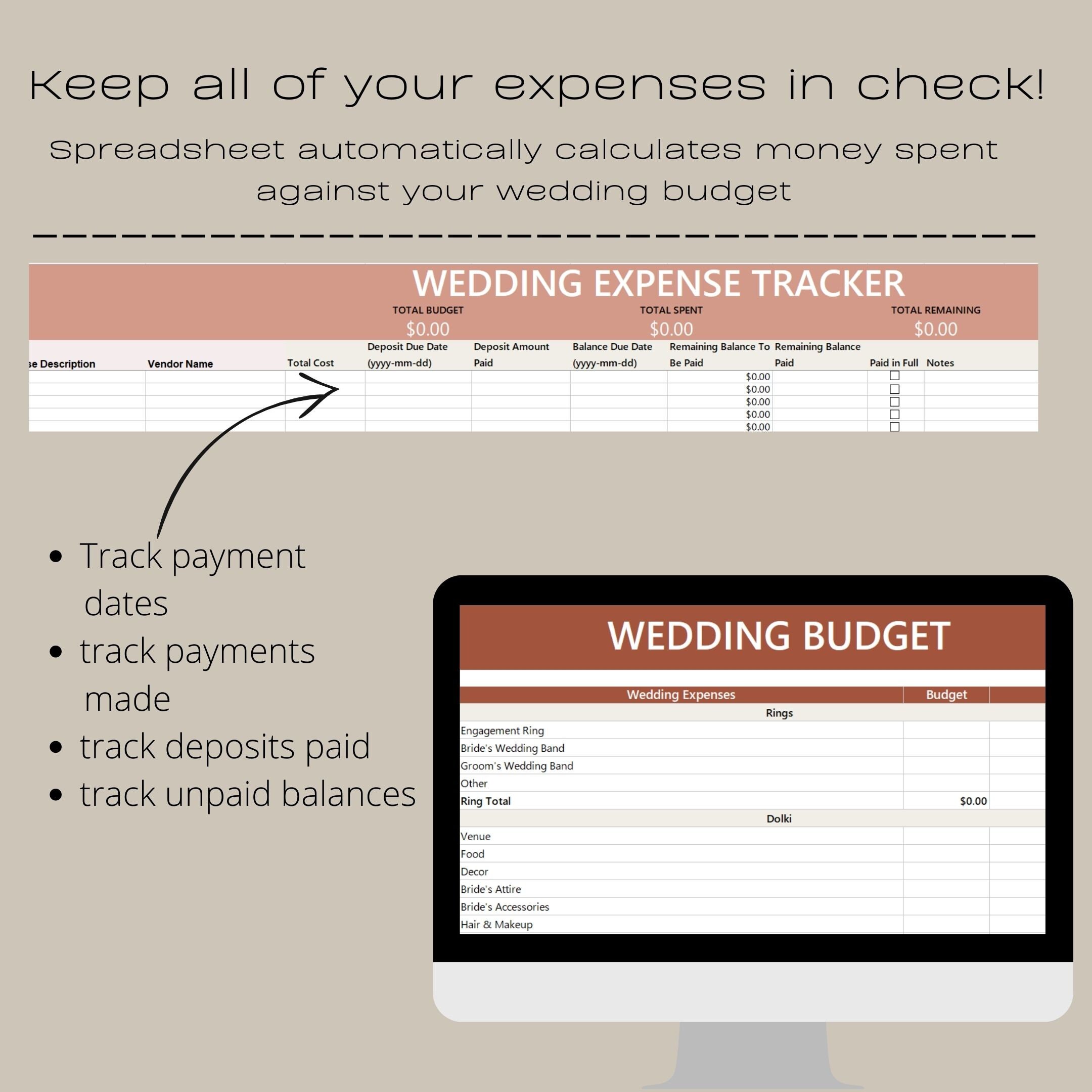 South Asian Muslim Wedding Planner| Excel Spreadsheet| Instant Download ...