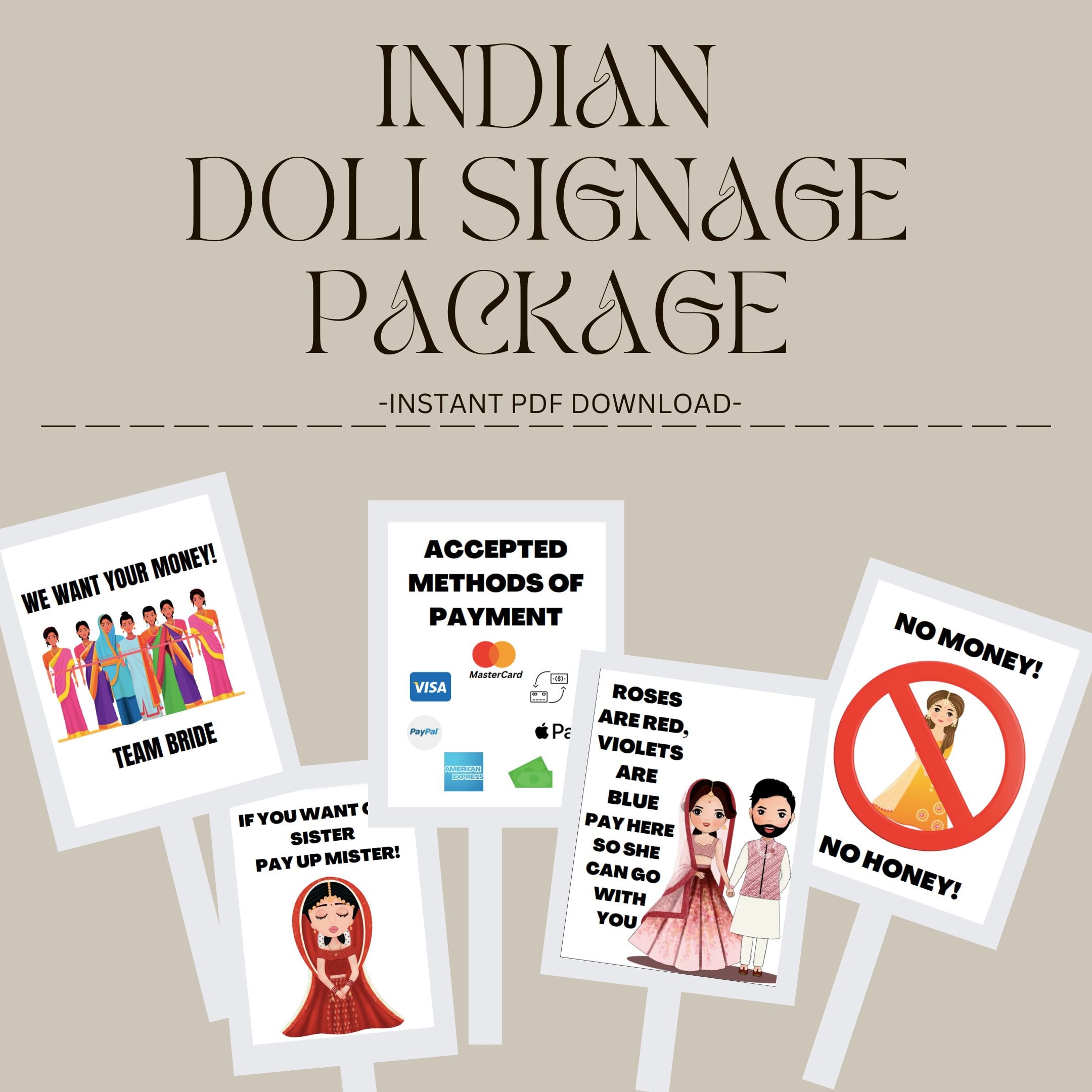 Doli Bridal Signage Package|indian Wedding|bridal Signs|digital| - Etsy ...