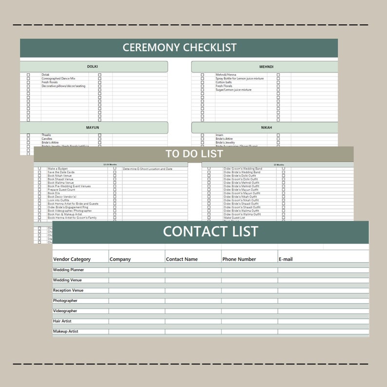 South Asian Muslim Wedding Planner| Excel Spreadsheet| Instant Download ...