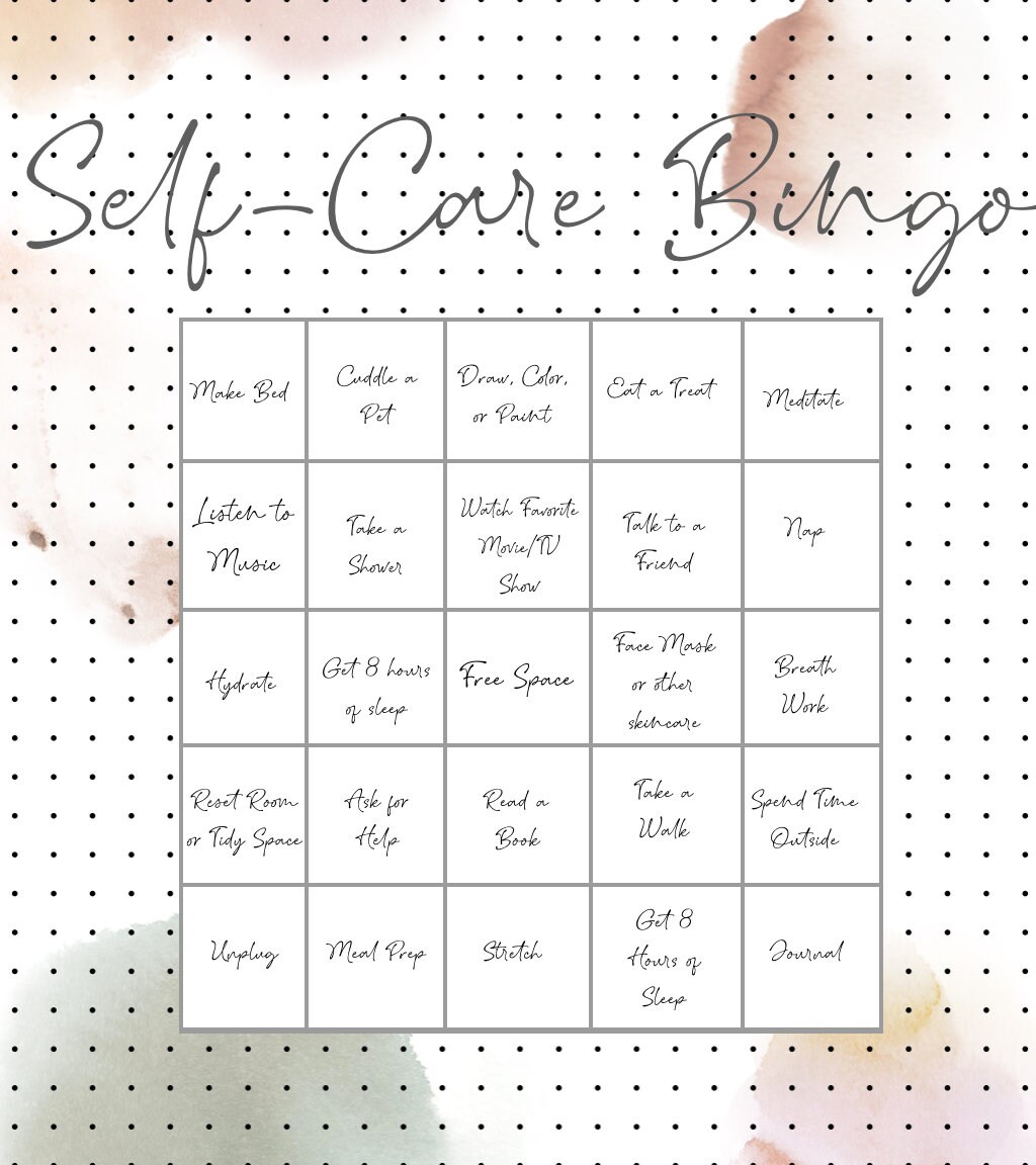 Self Care Bingo Printable - Etsy
