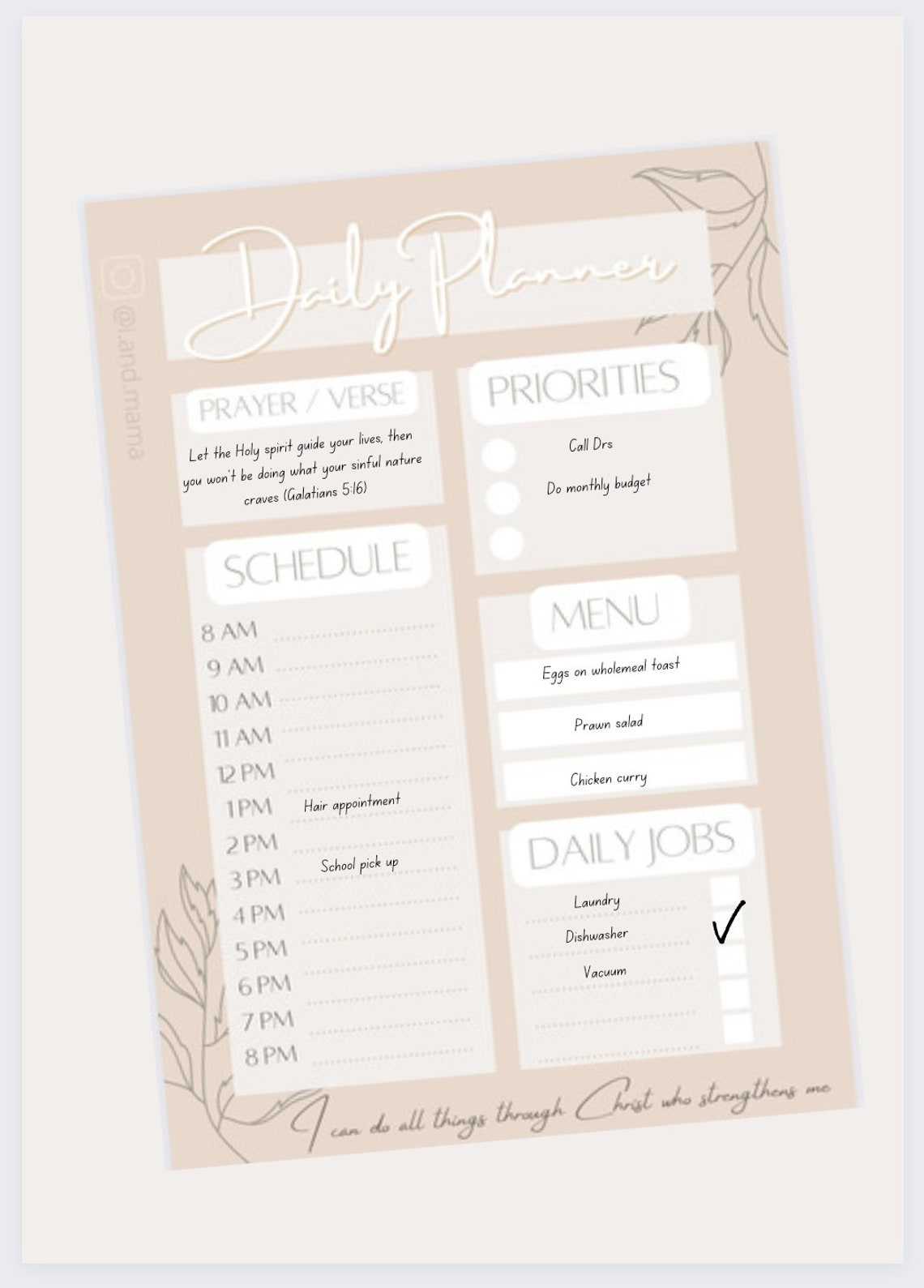 Christian Daily Planner Printable With Bible Verse - Etsy