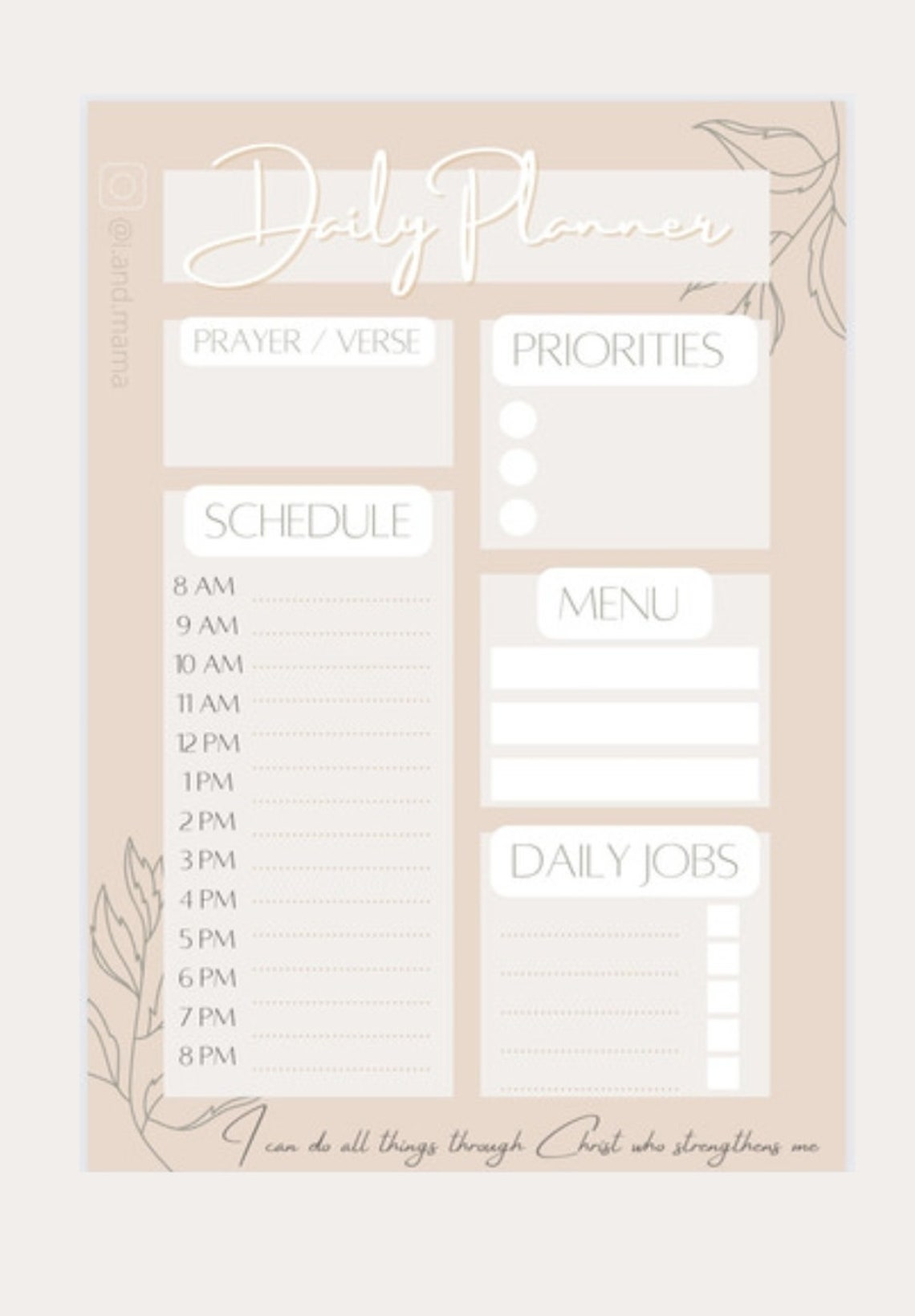Christian Daily Planner Printable With Bible Verse - Etsy