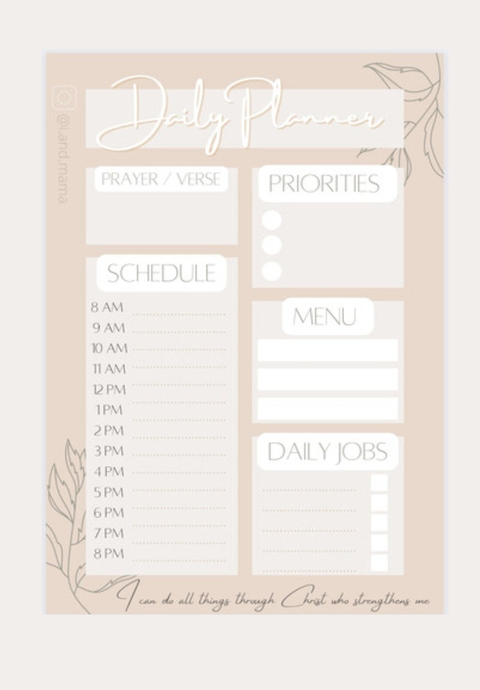 Christian Daily Planner Printable With Bible Verse - Etsy