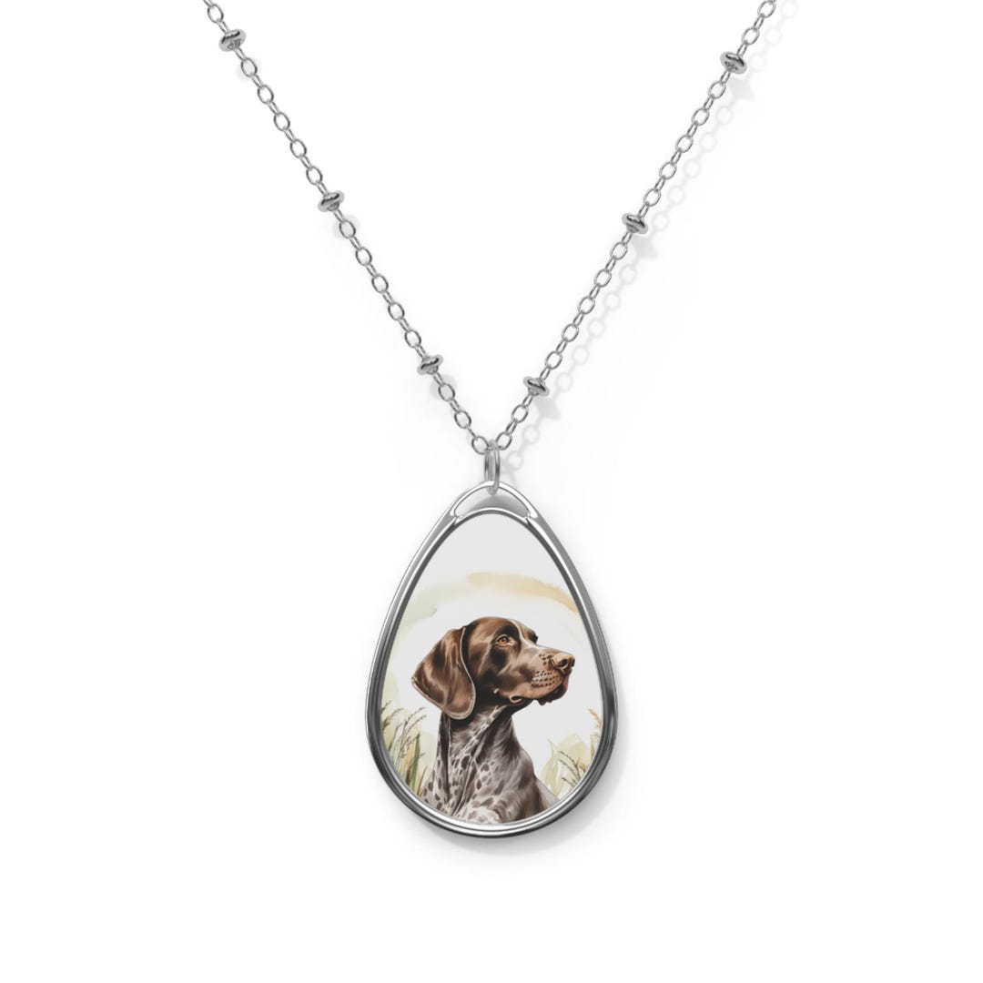 Liver Ticked Roan GSP Pendant | Oval Dog Lover Necklace - Etsy