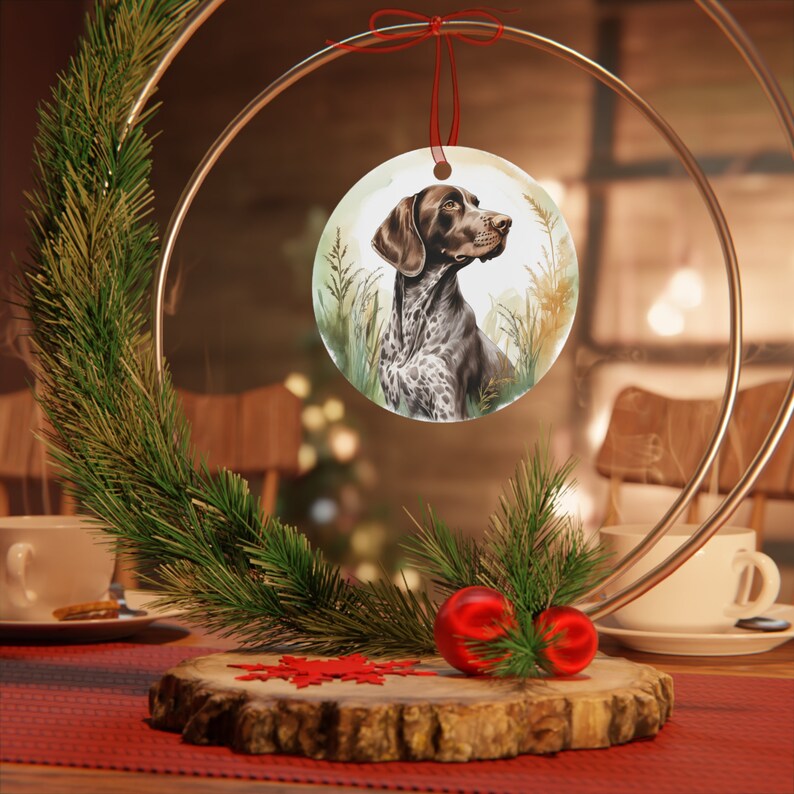 Liver and Ticked German Shorthair Pointer Ornament for Christmas, GSP ...